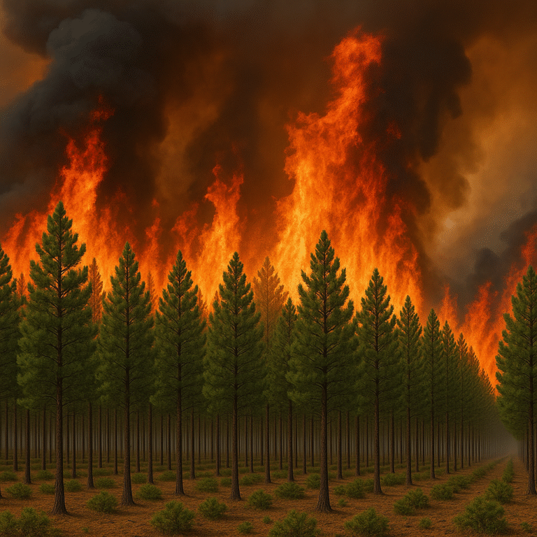 Why Timber Plantations Explode Into Megafires: Forest Fire Risks